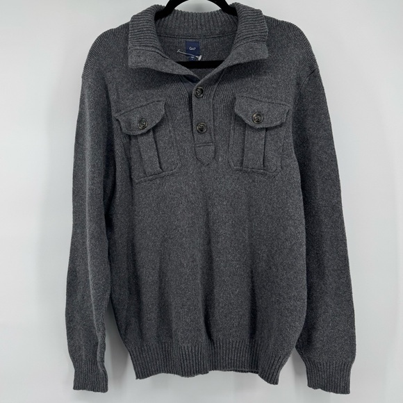 GAP | Sweaters | Gap Mens Charcoal Gray 4 Button Cotton Wool Blend ...